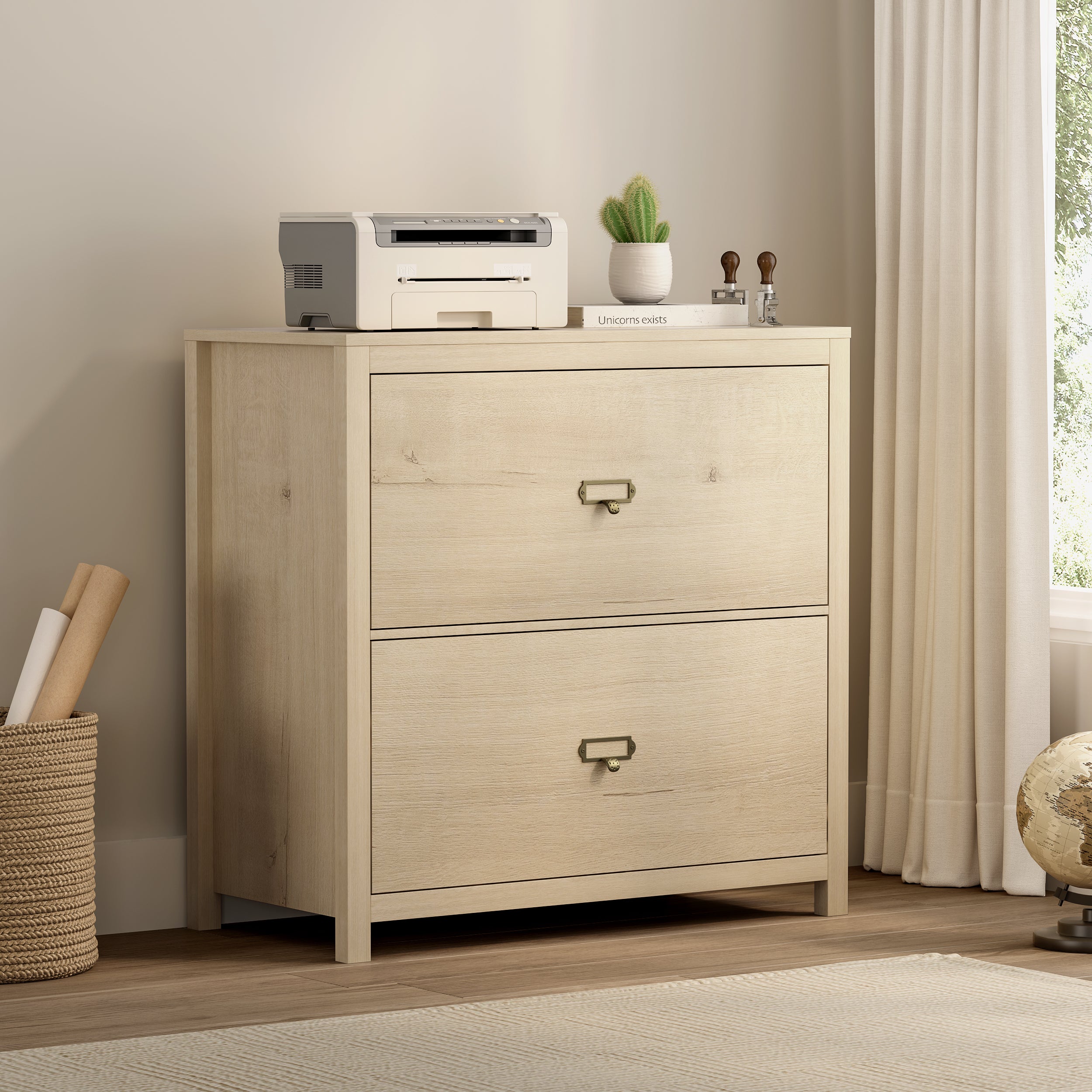 Large File Cabinet with 2 Drawers Modern Wood Vertical File Cabinet fo ...